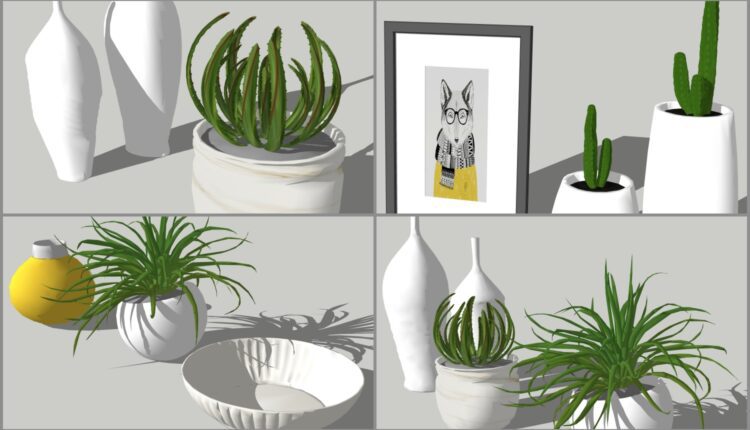 5070. Combo Tini Tree Decor Sketchup Model Free Download - Sketchup ...