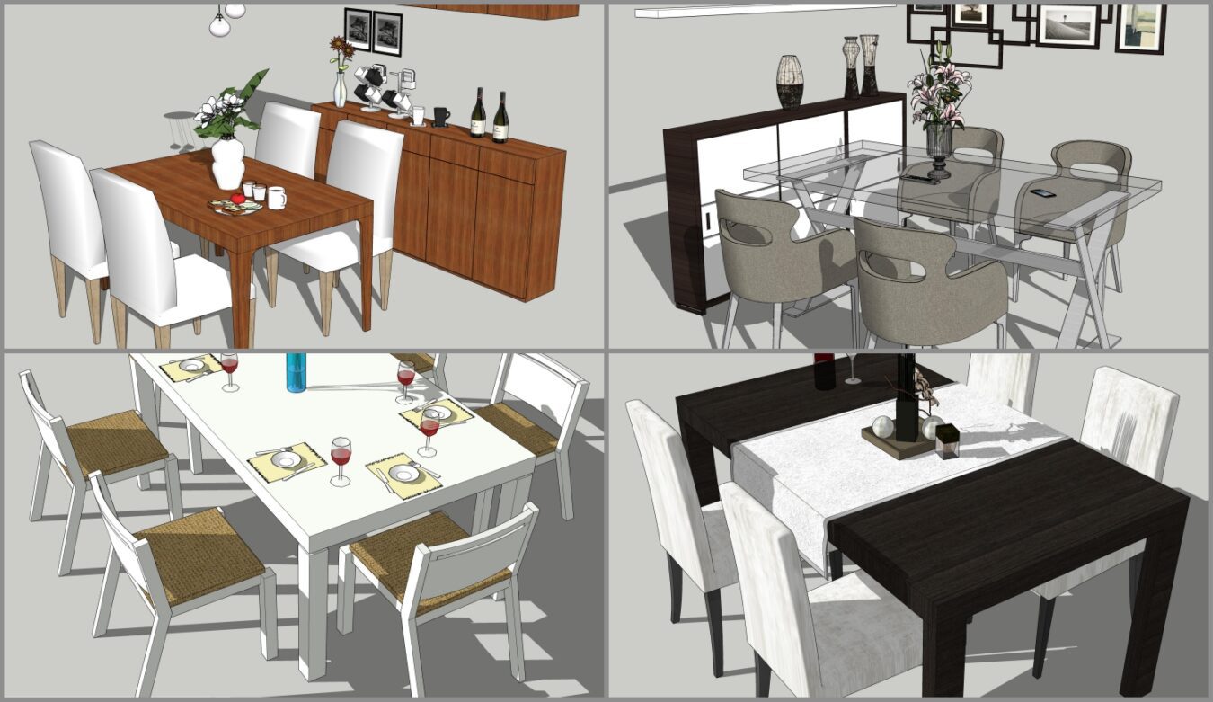 5293. Dining Table And Chair Sketchup Model Free Download