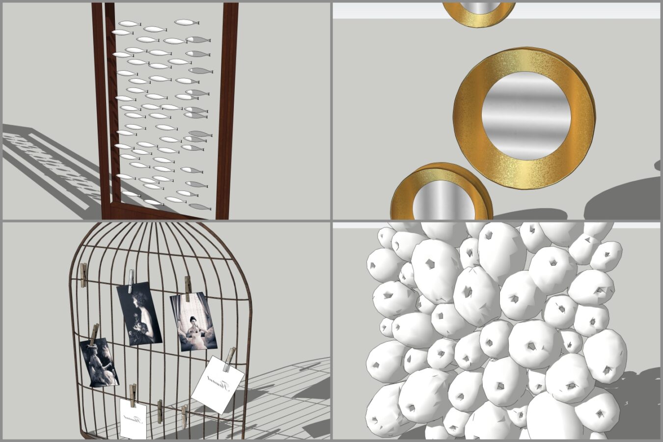 5525. Free Sketchup Combo Walldecor and Screen Model Download
