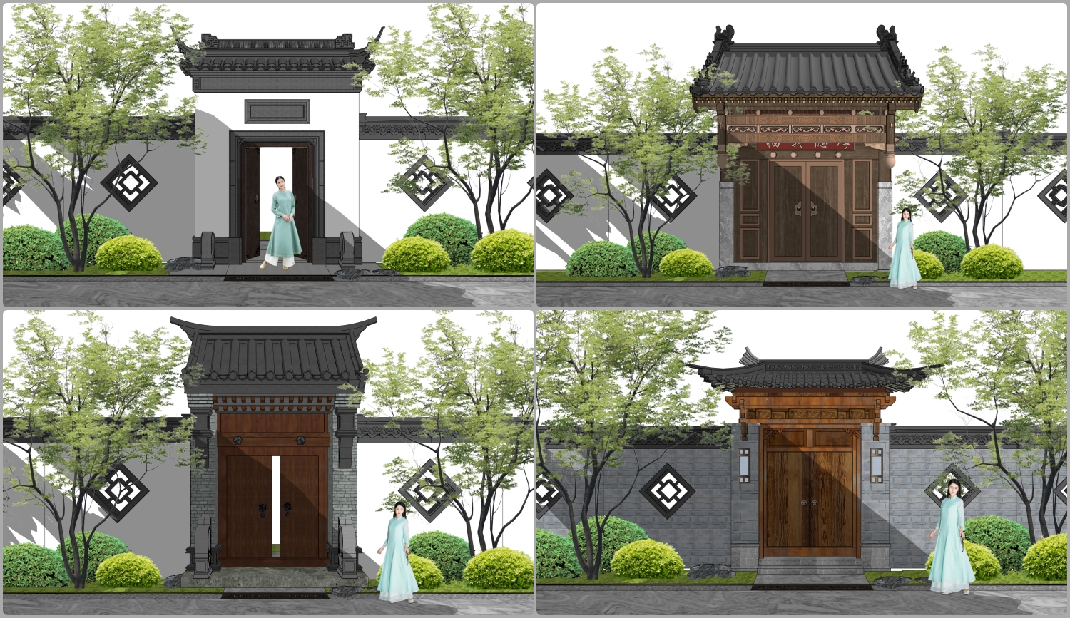 6843. Free Sketchup Chinese Gates Models Download