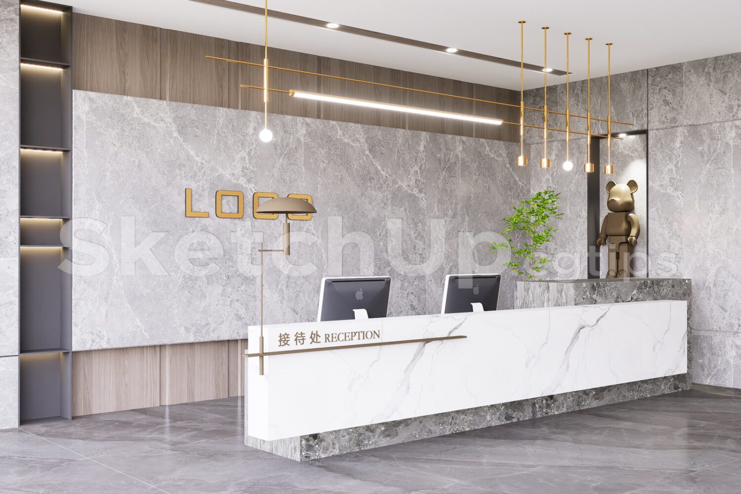 11802. Free Sketchup Reception Desk Model Download