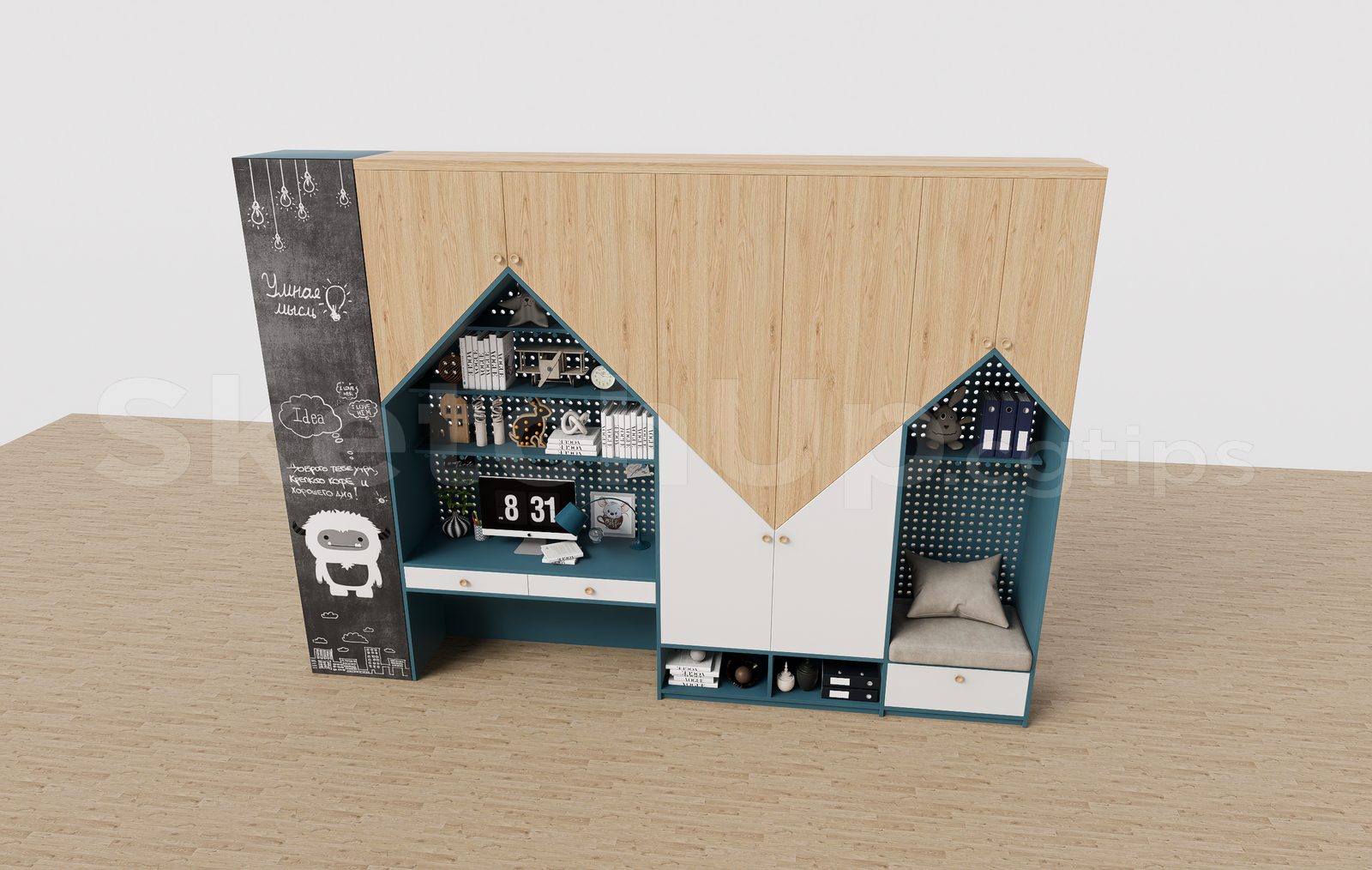 16545. Free Sketchup Child Wardrobe Model Download