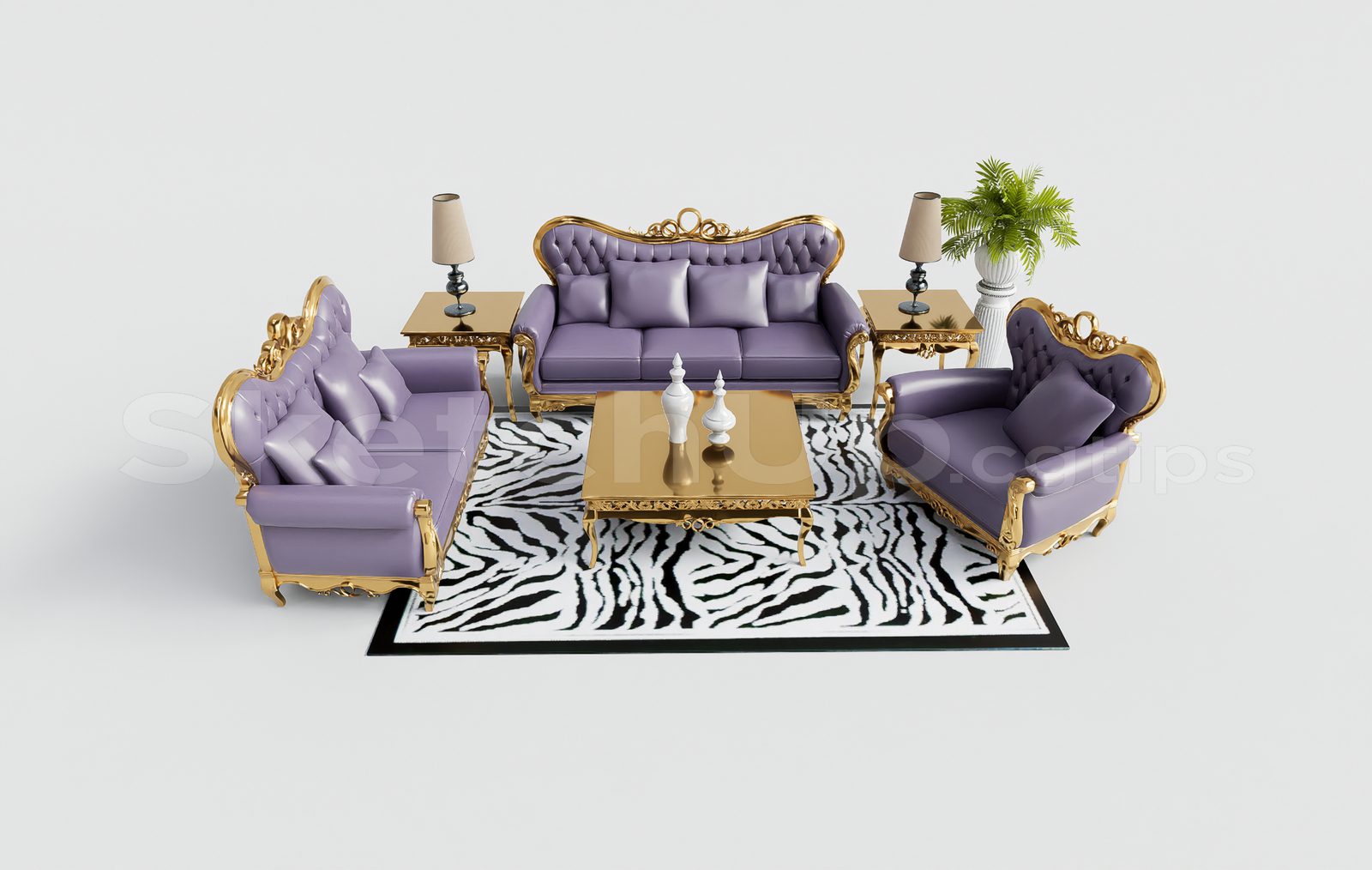 17002. Free Sketchup Neoclassical Sofa Model Download