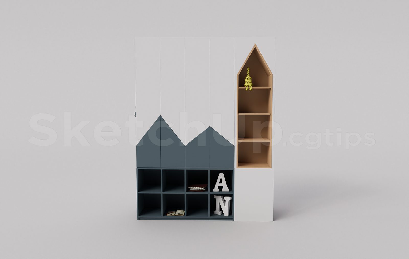 17467. Free Sketchup Child Wardrobe Model Download