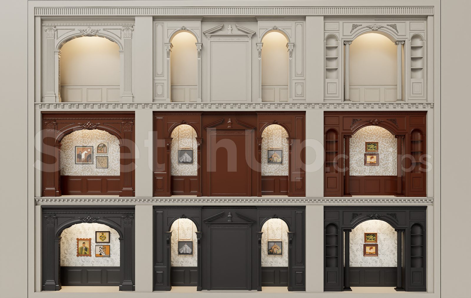 18936. Free SketchUp Model Classic Wooden Arched Doorway