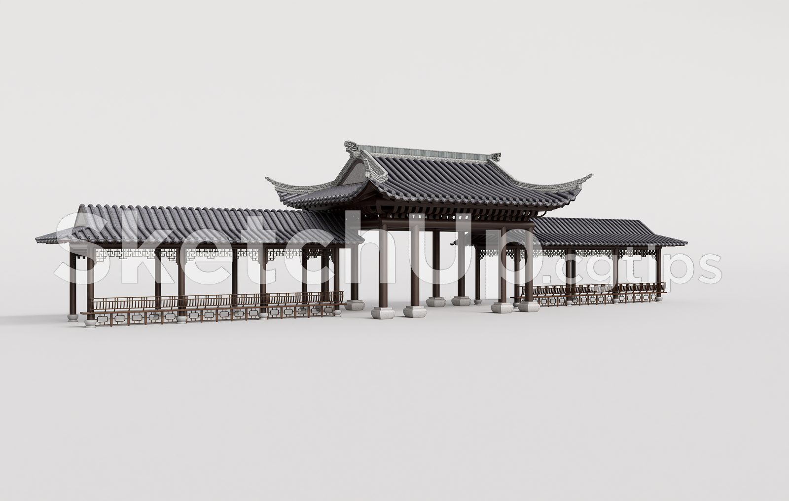 19612. Asian Traditional Pavilion Architecture SketchUp Model Download