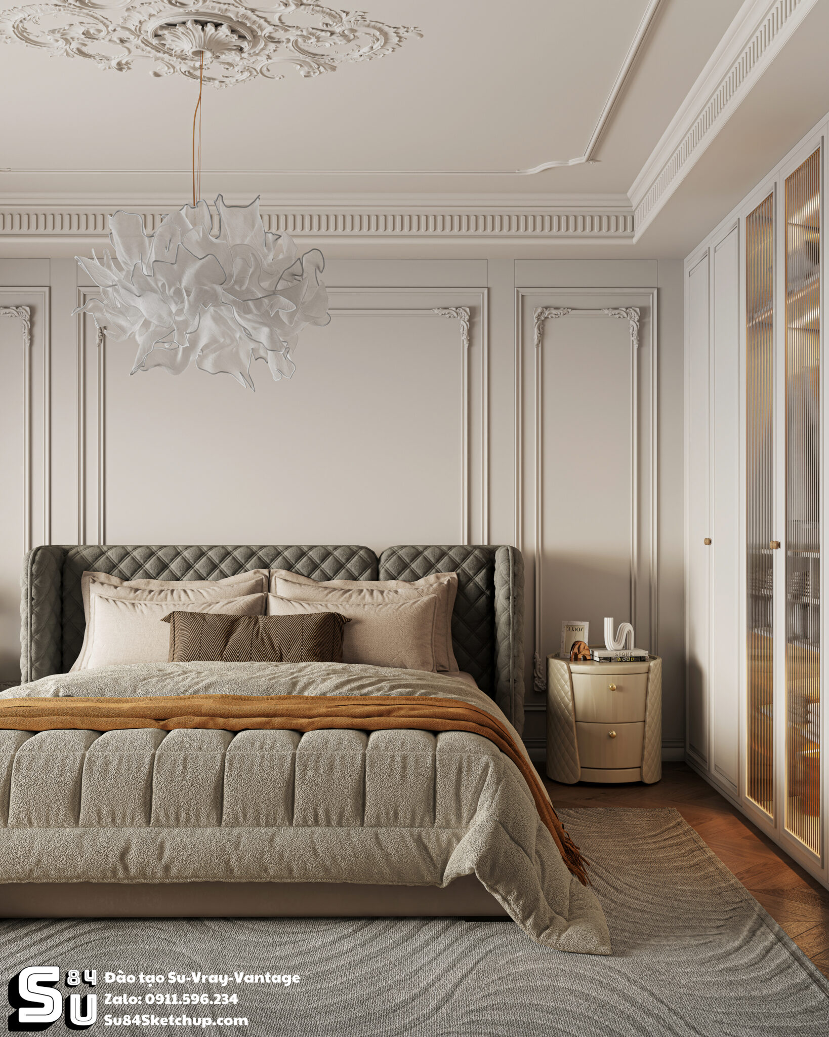 21277. Modern Classic Bedroom Interior Design SketchUp Model Tran Nam